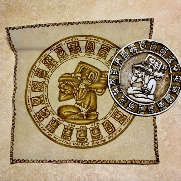 Wall Decor | Authentic Leather Mayan Calendar With Matching Bone Resin ...